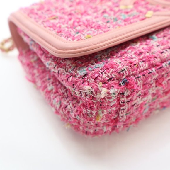 CHANEL | Bags | Chanel Medium Pink Tweed Cc Filigree Flap | Poshmark
